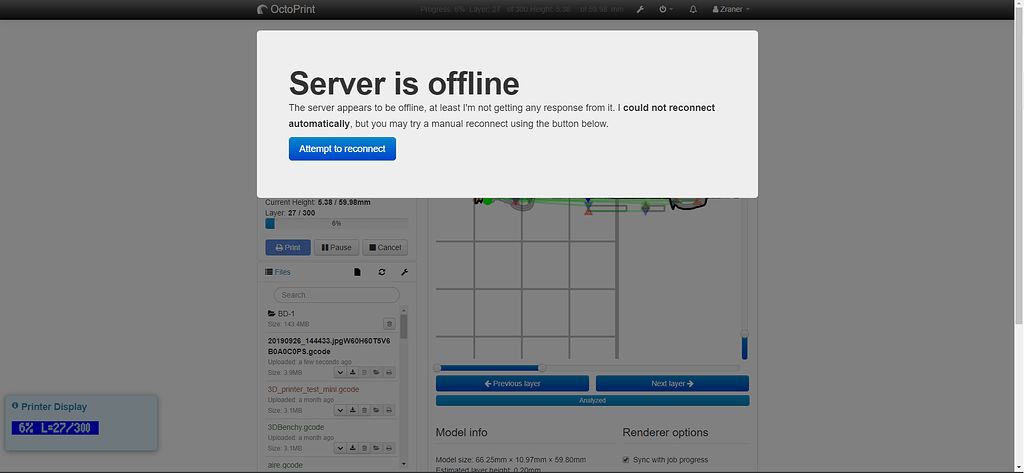 Octopi goes Offline but cotinues printing - Get Help - OctoPrint ...