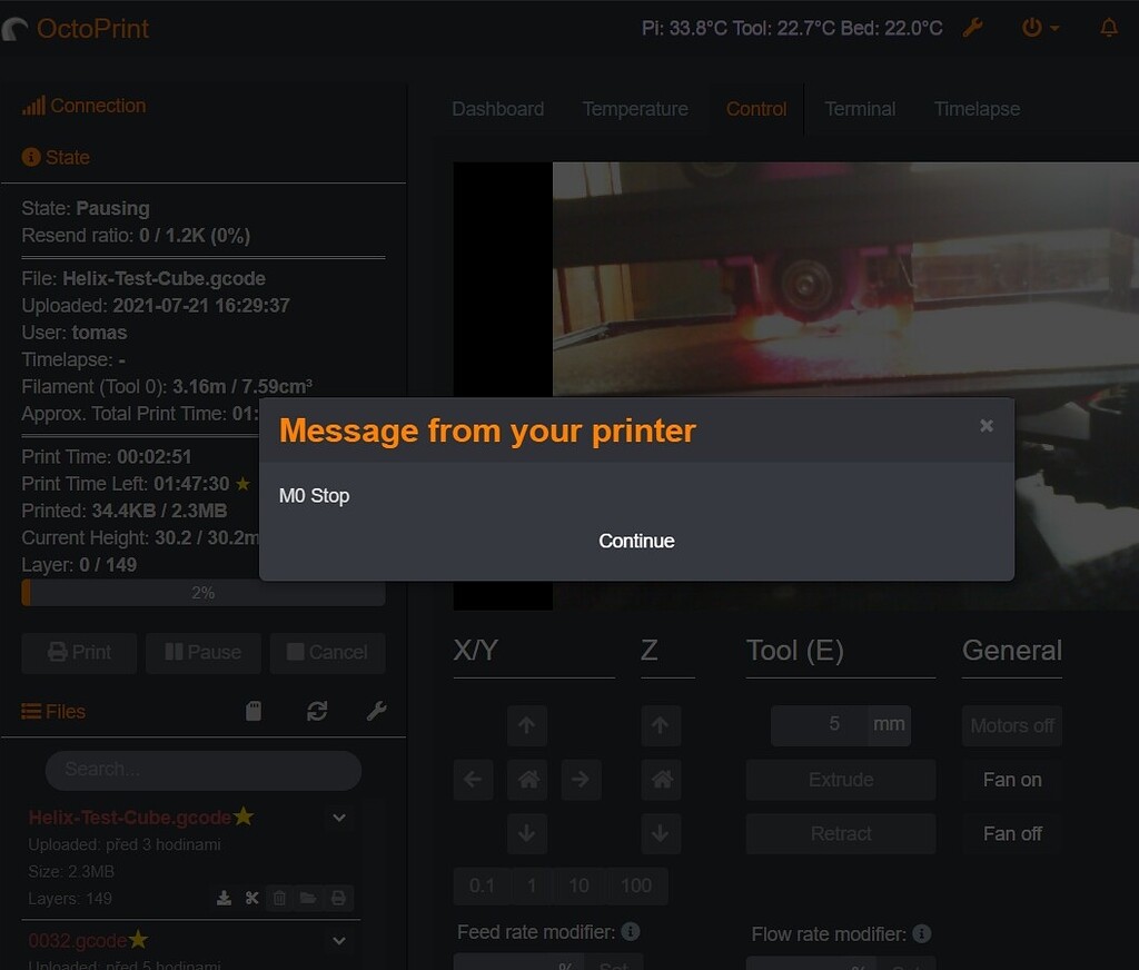 M0 pause - Message from your printer - Get Help - OctoPrint Community Forum