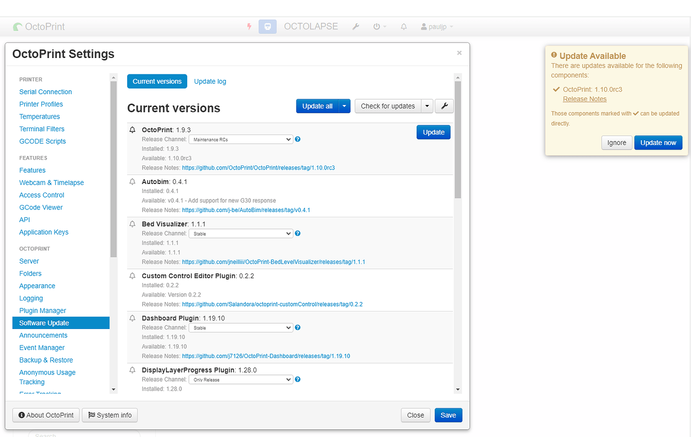 Update Octoprint - Get Help - OctoPrint Community Forum