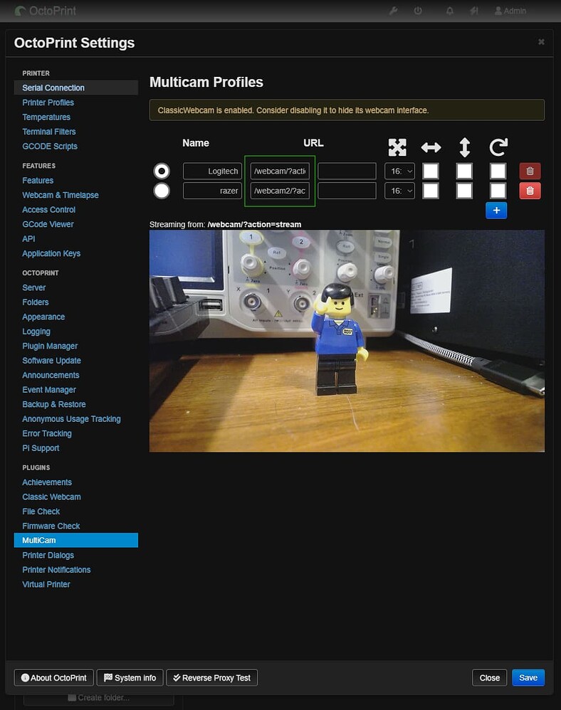 (Tutorial) Adding multiple USB webcams to Octoprint, using new Webcam ...